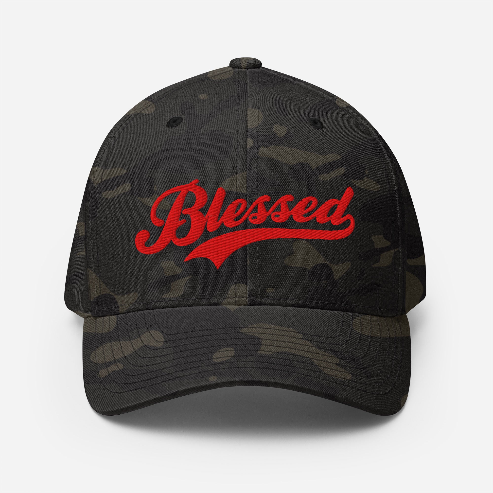 "Blessed" Embroidered Fitted Twill Cap – Affirm The Word Literary